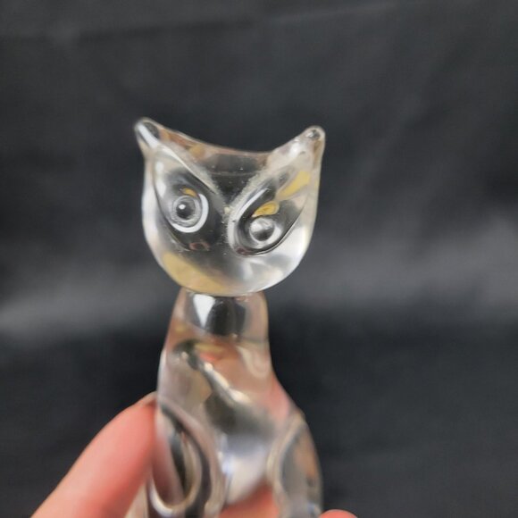 Hand Crafted | Art | Vintage Hand Sculpted Clear Glass Cat Signed John ...